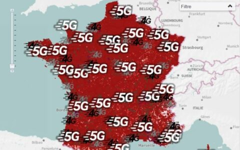 Carte de la couverture du réseau mobile SFR en 4G et 5G